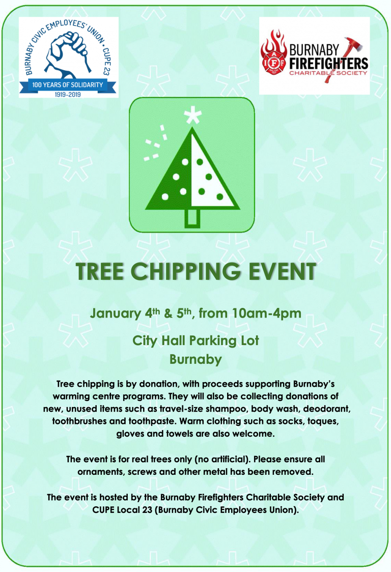 Volunteer at Burnaby’s Tree Chipping event Jan. 4 & 5 – CUPE 23