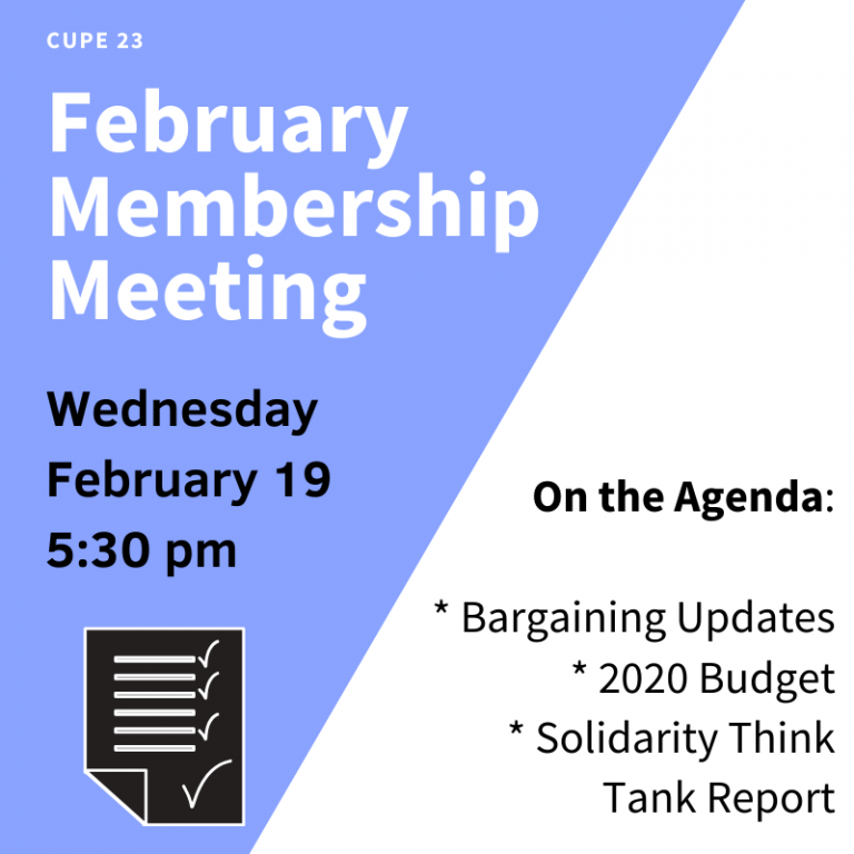 February Meetings – CUPE 23